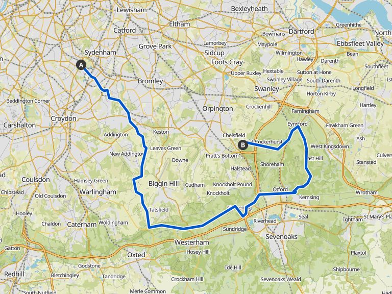 51km Crystal palace to Knockholt | Fahrradtour | Komoot